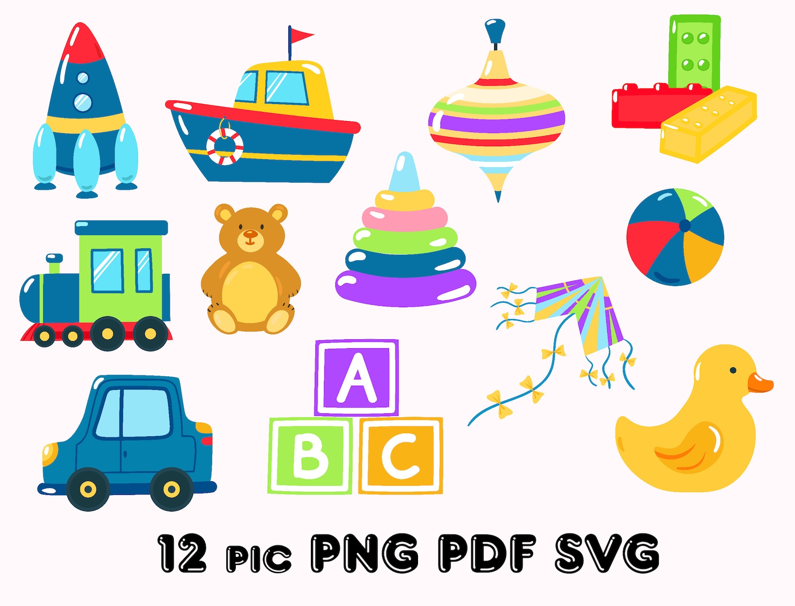 Boat Svg, Car Svg, Kids Toy Svg File, Kids Toy Png File, Toy Duck Svg ...