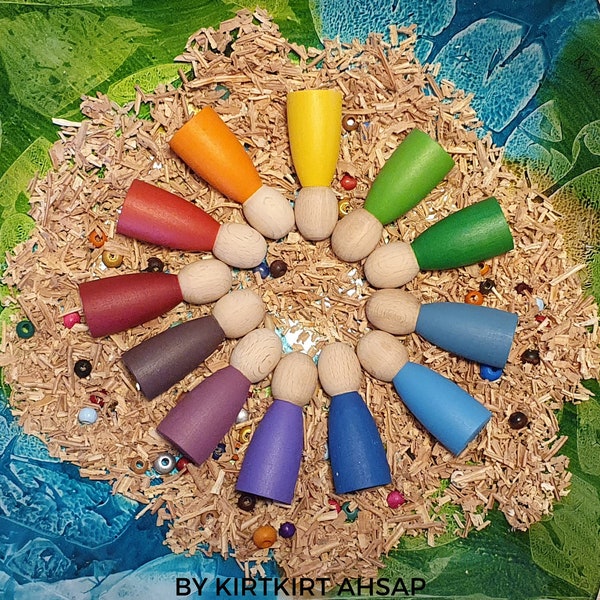 Rainbow Peg People - Etsy
