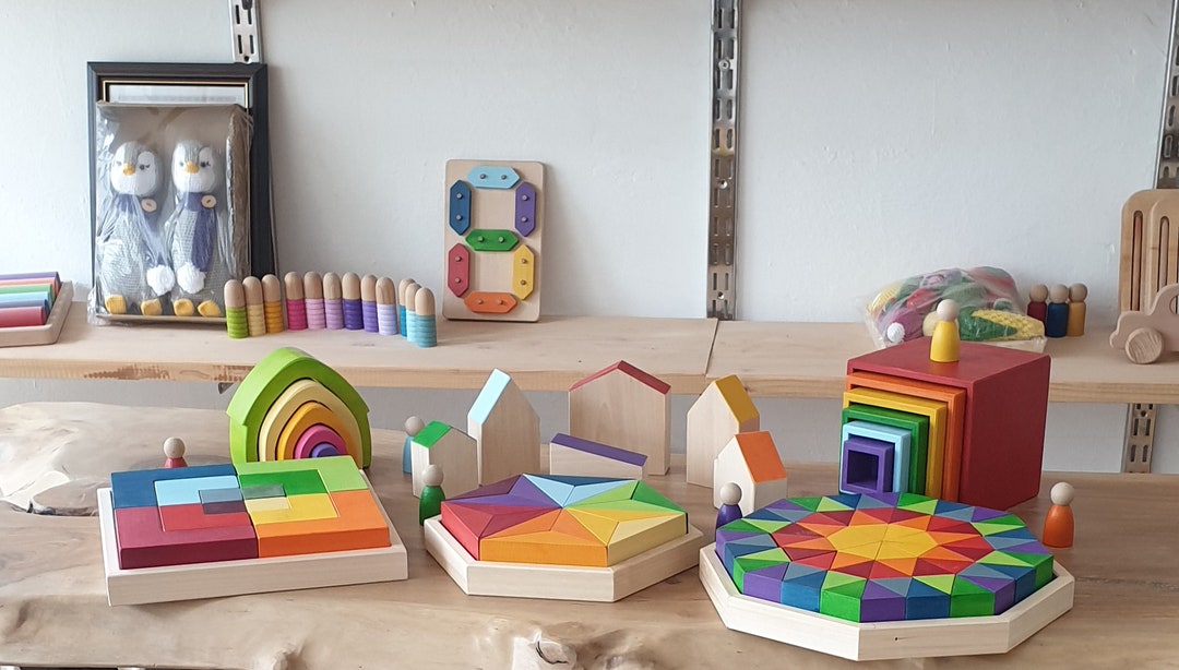 Wood Building Blocks: Large Pyramid, Octagon, Square, Star - Etsy