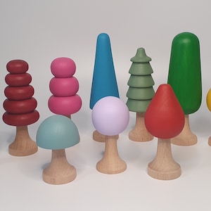 Wooden Trees Forest Handmade Toys 10 Pcs. Set Baby Gifts Open Ended ...
