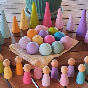 Pastel Pegs + Balls + Pyramids Set Montessori Open Ended Toys Handmade ...