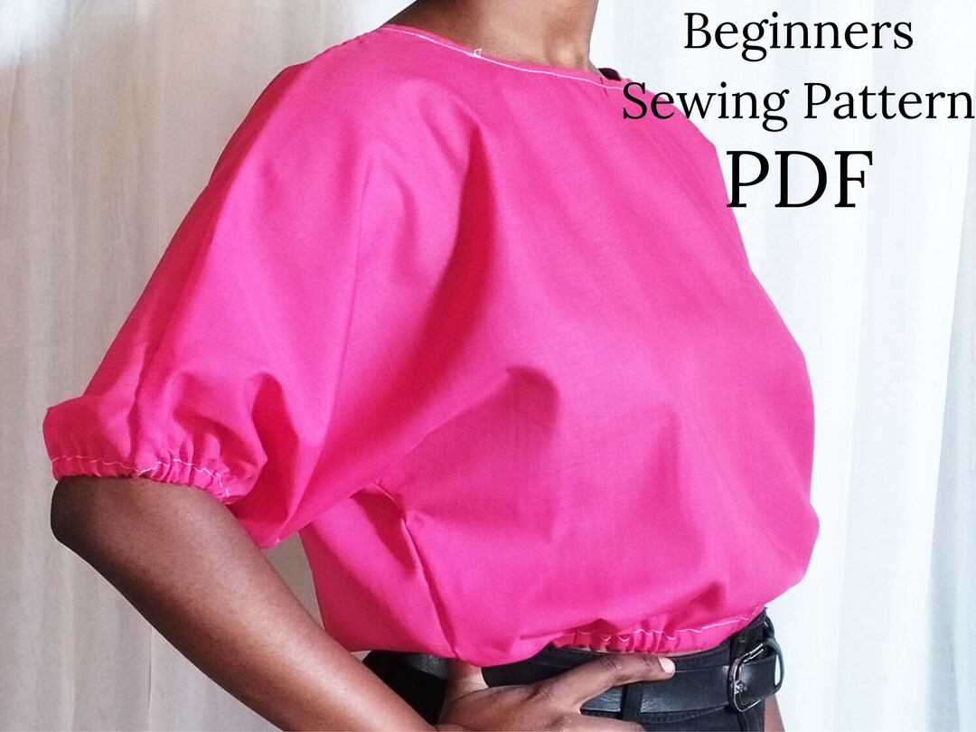 Batwing Sleeve Crop Top Sewing Pattern Beginner, Loose Top for Women ...