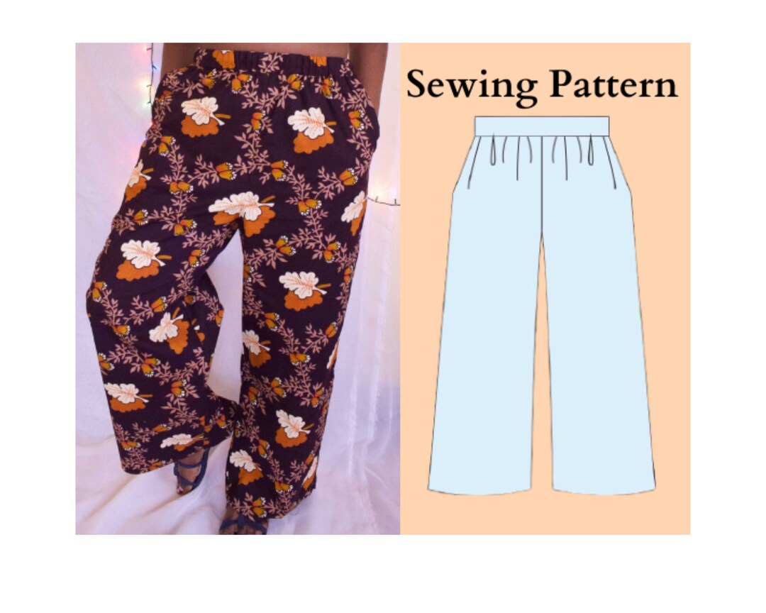 Womens Pants Sewing Pattern, Elastic Pants Pattern, Womens Lounge Pants ...