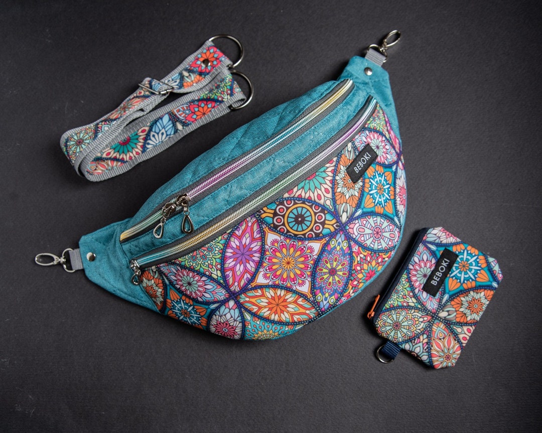 BEBOKI XL Quilted Big Bum Bag, Hip Bag Paisley Turquoise Waist Bag - Etsy