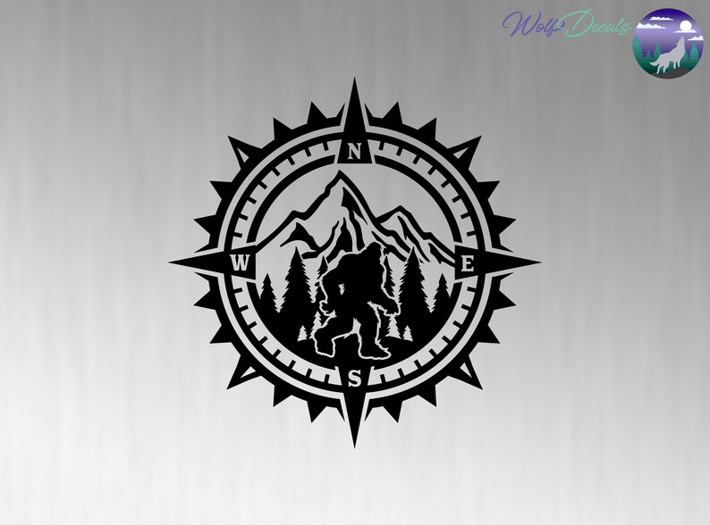 Bigfoot Compass Vinyl Decal | Sasquatch Sticker | Car Decal - Etsy
