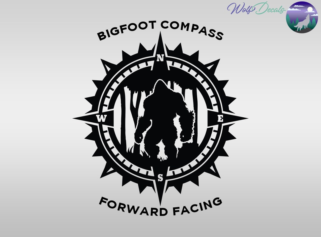 Bigfoot Compass Decal - Forward Facing | Yeti - Sasquatch | Cars ...