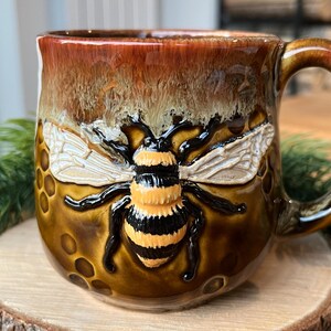 Ceramic Bee Cup Handmade, 10 Fl Oz / 300 Ml, Honeycomb, Honeybee, Bee ...