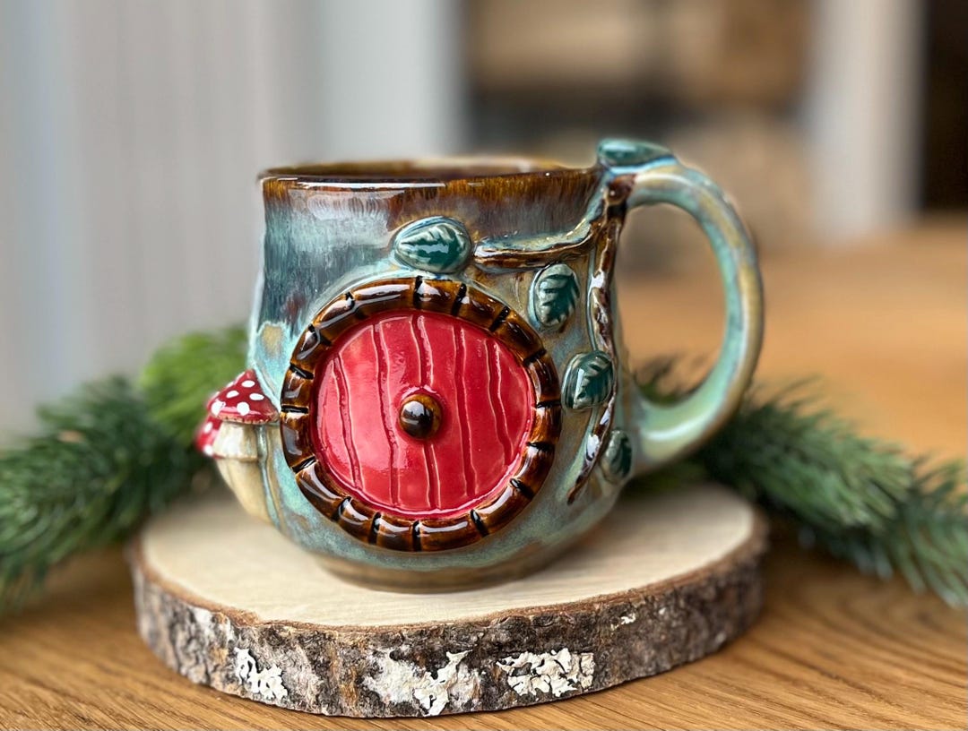 Hobbit Mug, Fairy Cup, Hobbit House, Mushrooms, Fantasy Cup Handmade ...