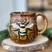 Ceramic Bee Cup Handmade, 10 Fl Oz / 300 Ml, Bumble Bee, Honeycomb ...