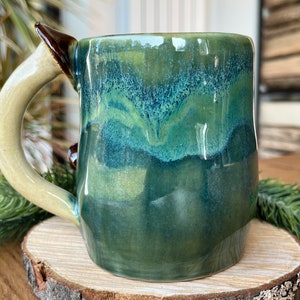 Crystal Mug With Rose Quartz, Mushroom Mug With Crystal, Stoneware ...