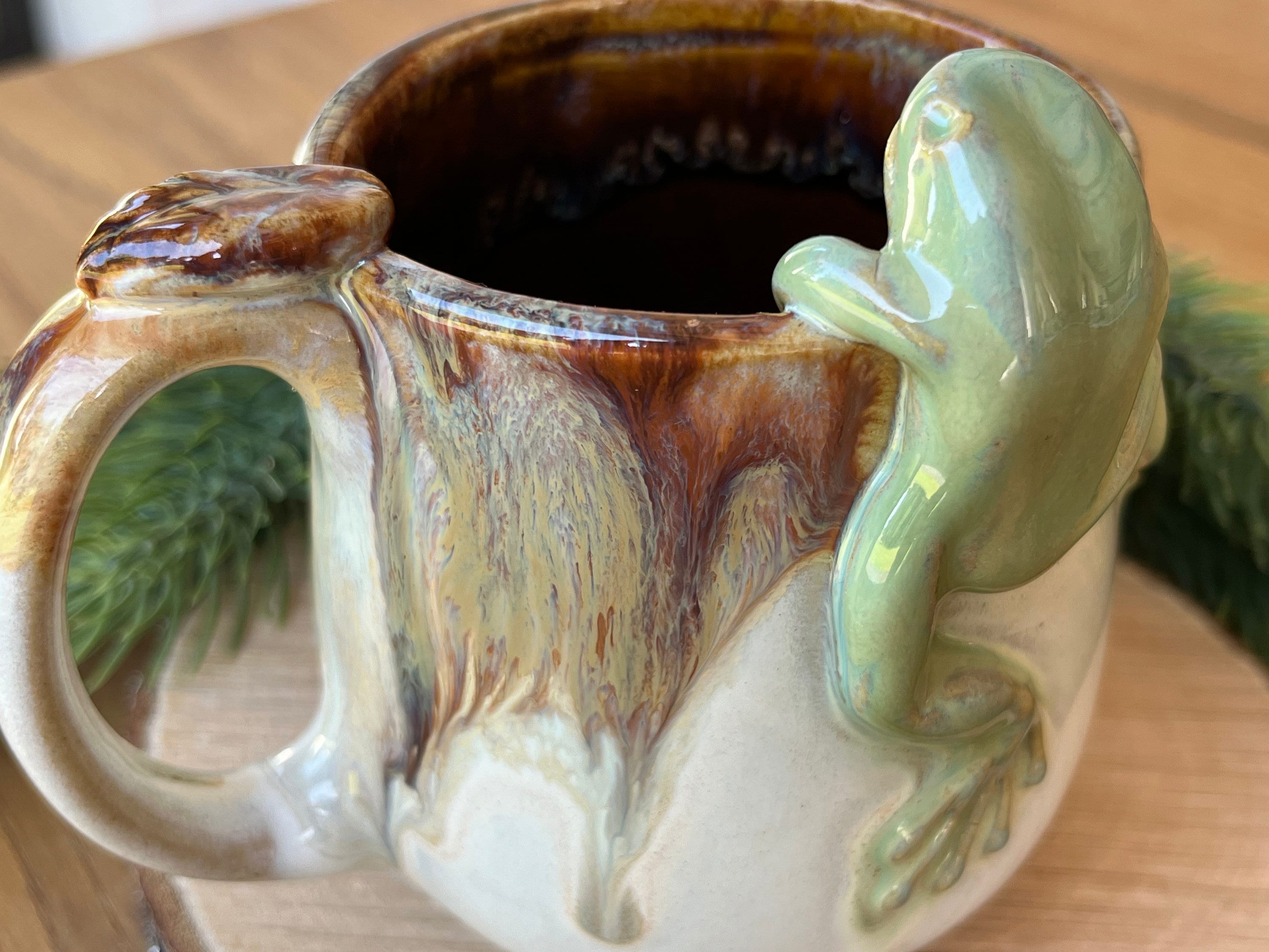 Funny Frog Mug With Mushrooms, 10 Fl Oz / 300 Ml, Pottery Mug Handmade ...