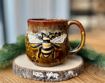 Handmade Ceramic Mug in Bee Stamp - Etsy