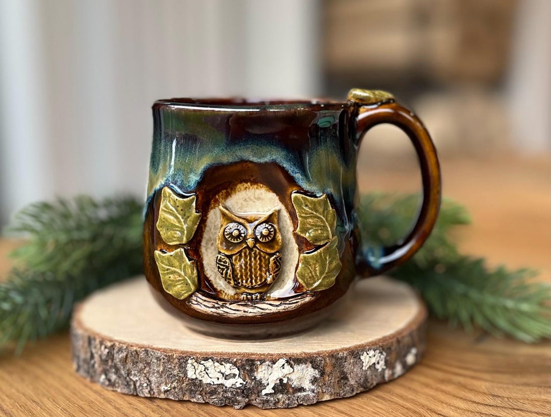 Ceramic Owl Mug, 10 Fl Oz / 300 Ml, Pottery Mug Handmade, Small Coffee ...