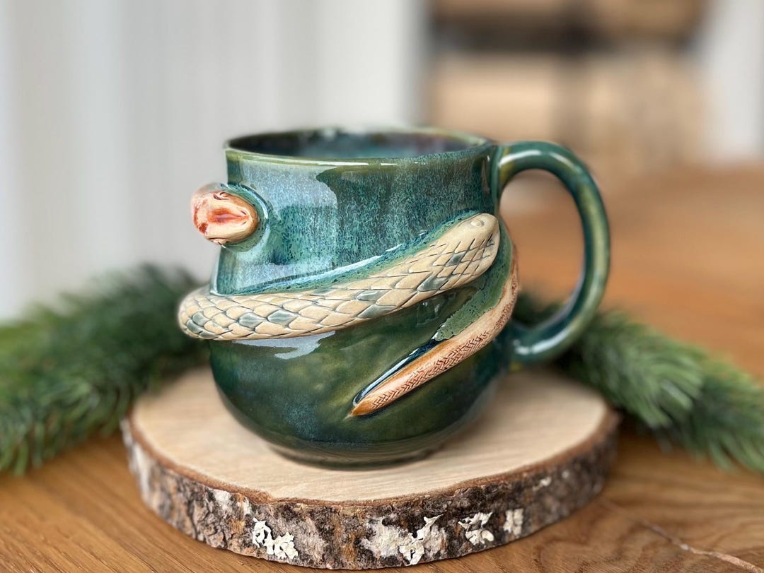 Snakes Mug Handmade, 2 Snakes, 10 Fl Oz / 300 Ml, Pottery Mug, Gift for ...