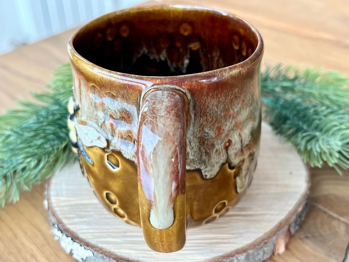 Ceramic Bee Cup Handmade, 10 Fl Oz / 300 Ml, Bumble Bee, Honeycomb ...
