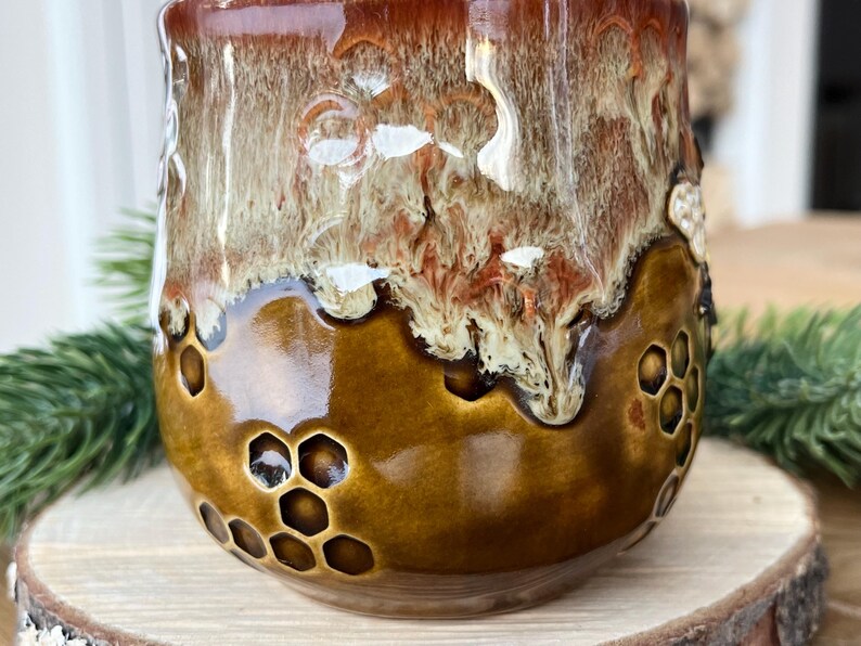 Ceramic Bee Cup Handmade, 10 Fl Oz / 300 Ml, Bumble Bee, Honeycomb ...