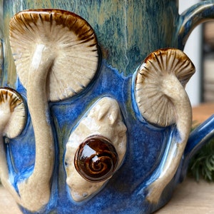 Mushroom Mug Handmade With Snail, 3D Mugs, Cute Ceramic Cup, Stoneware ...