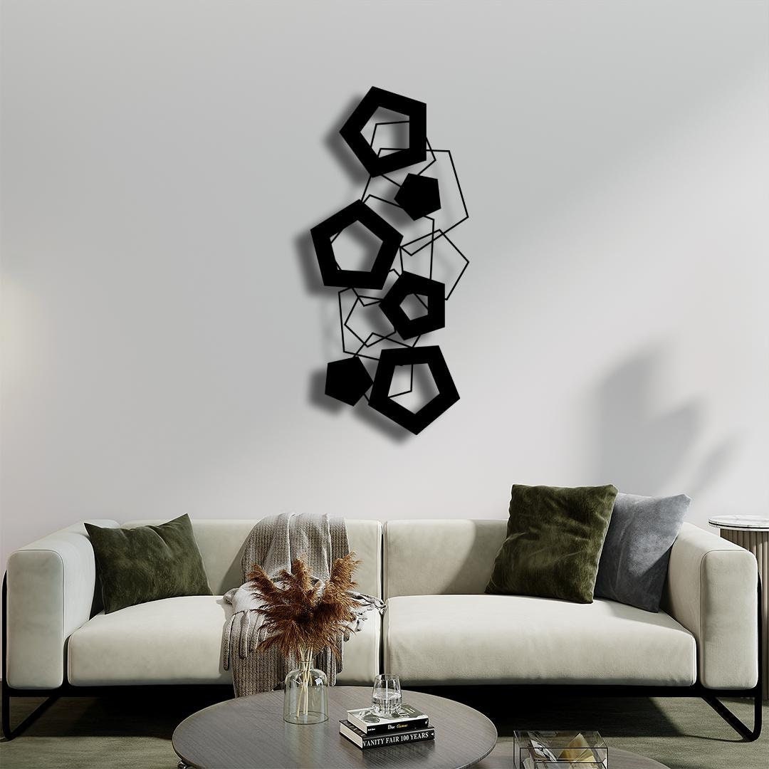 Vertical Pentagon Metal Wall Art, Home Living Room Décor, Modern ...