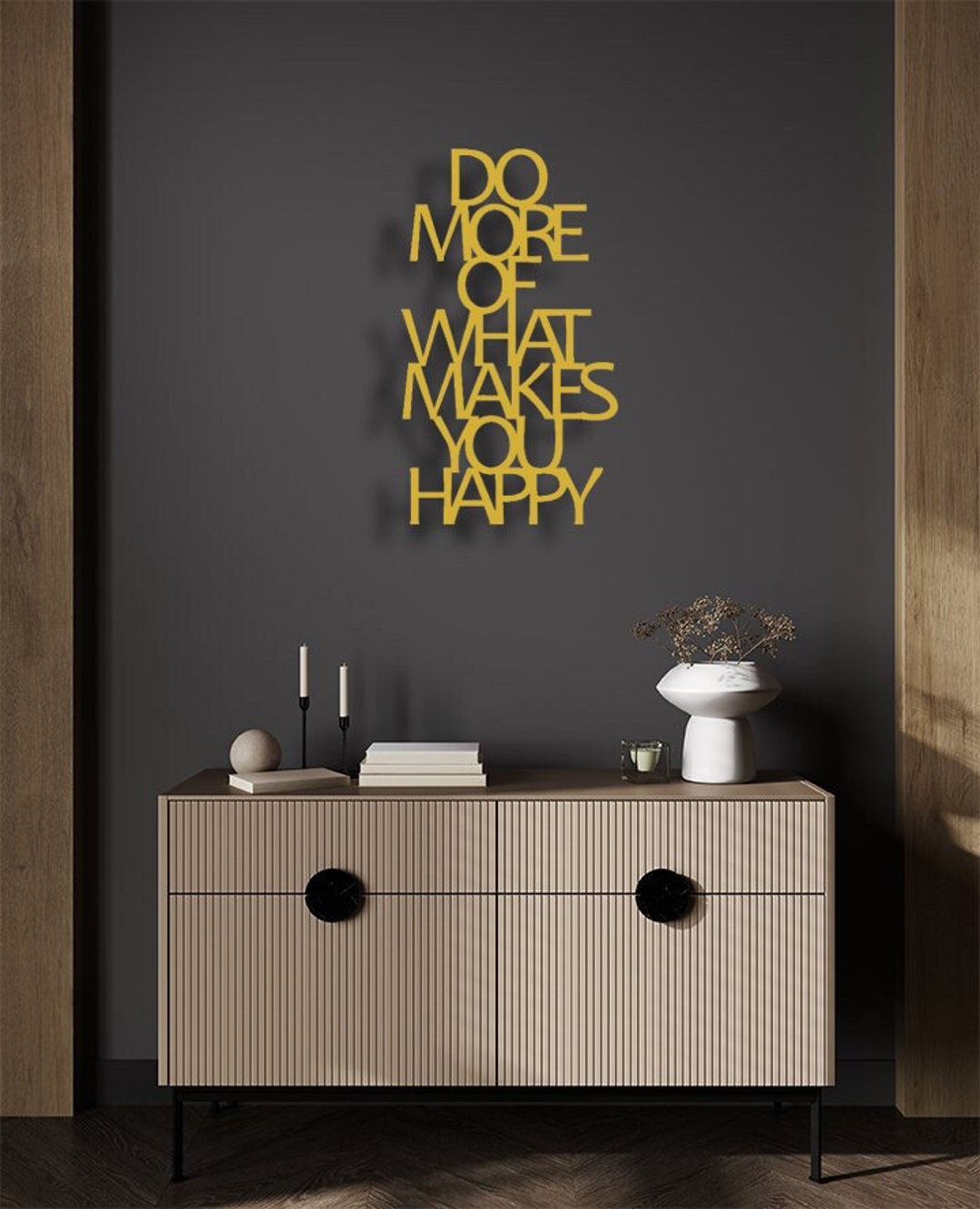 Gold Be Happy Wall Signs With Codes, Positivity Life Themed Wall Decor ...