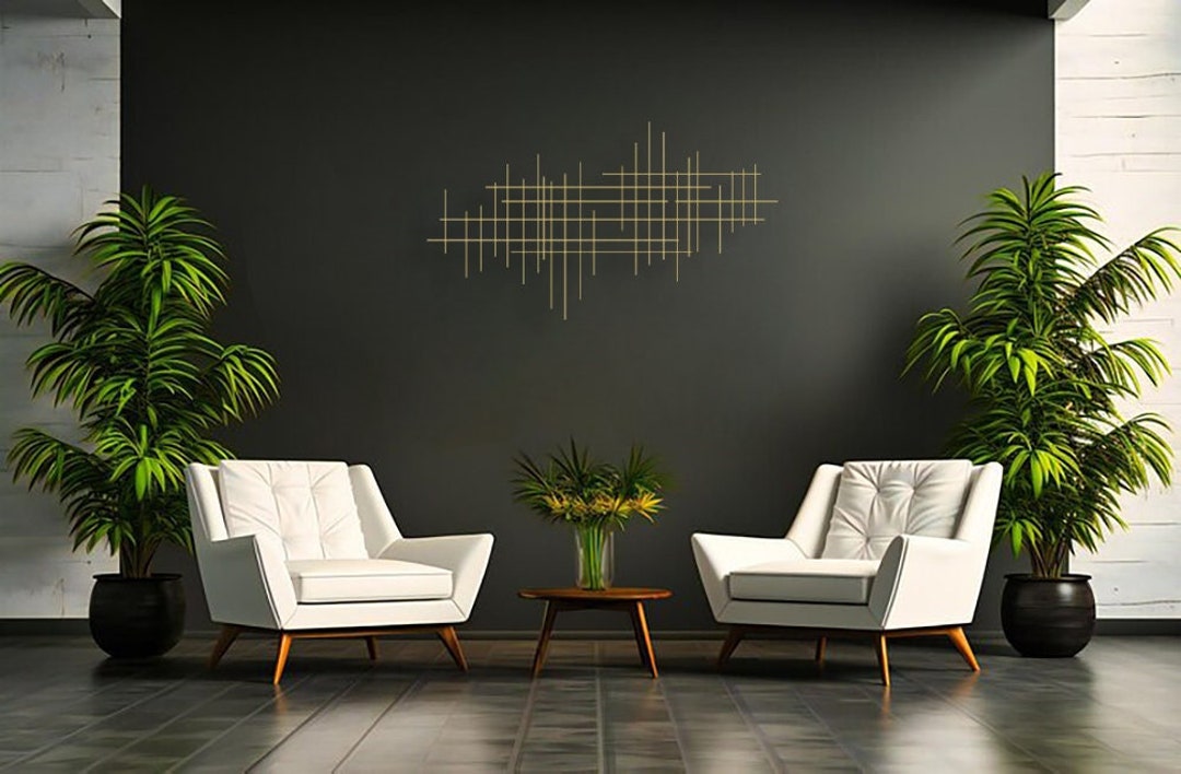 Gold Abstract Wall Art, Mid Century Modern Art, Gold Metal Wall Decor ...