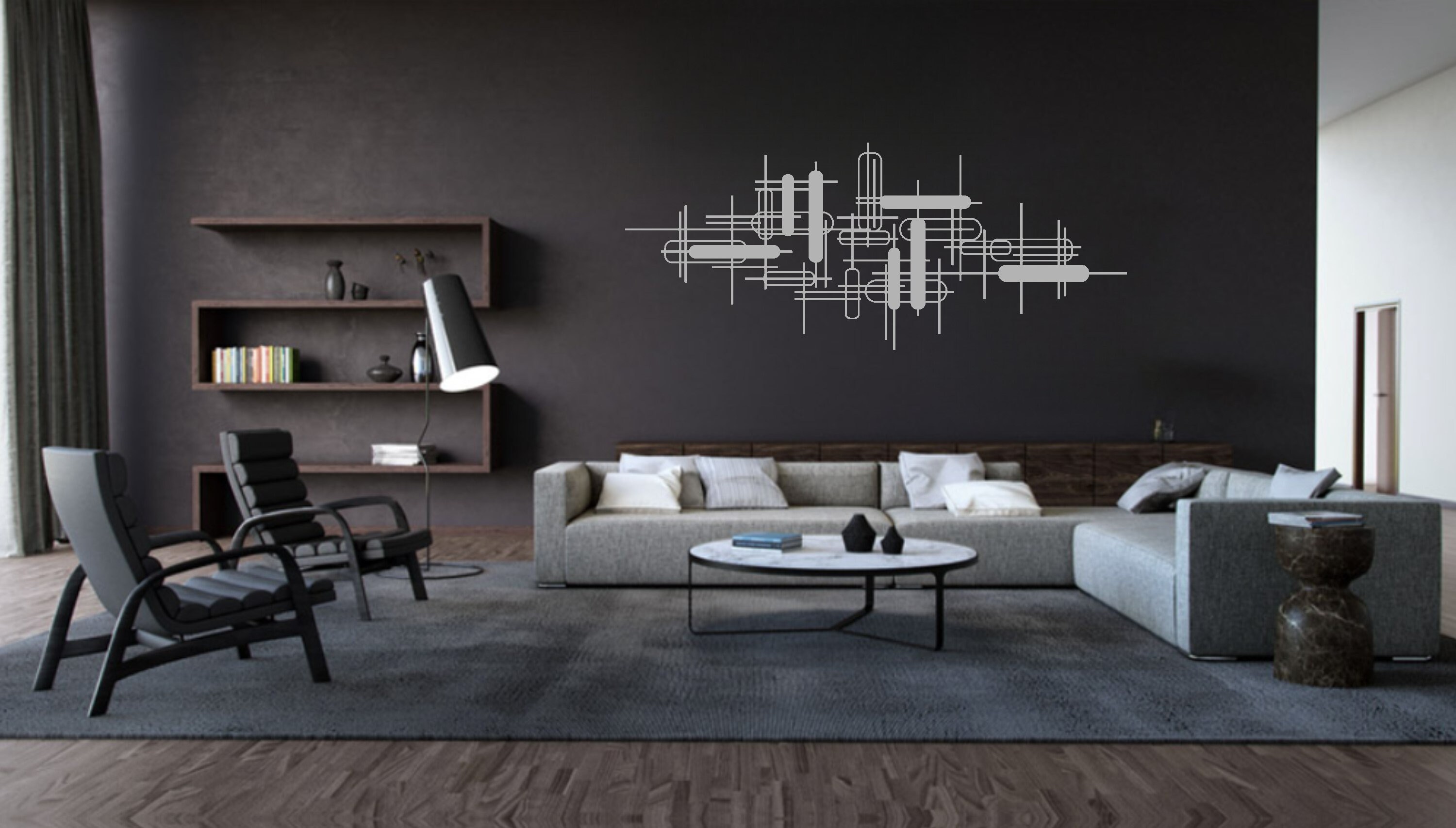 Large Metal Wall Art Abstract Metal Silver Wall Sign Modern - Etsy