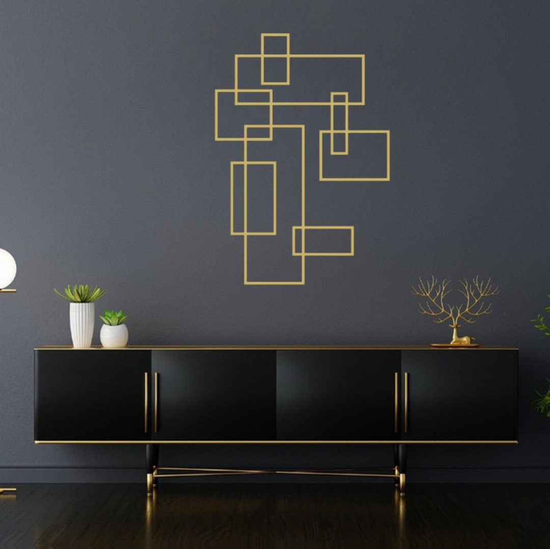 Gold Industrial Metal Wall Art Geometric Wall Decor Metal - Etsy