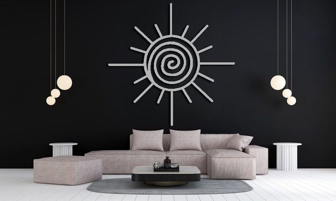 Dazzling Sunset Interior Exterior Artwork, Silver Sun Design Wall Decor ...