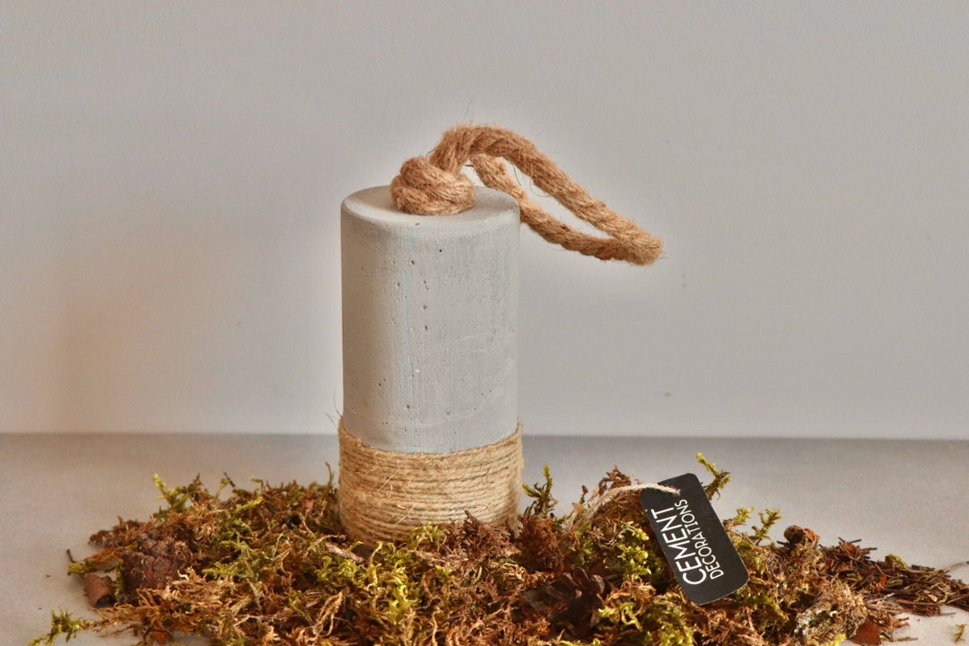 Handmade Concrete Door Stopper With Rope Handle: Modern Cement Decor - Etsy