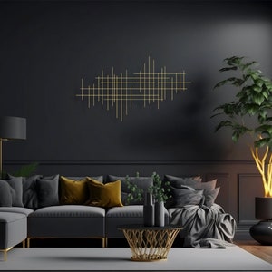 Gold Abstract Wall Art, Mid Century Modern Art, Gold Metal Wall Decor ...