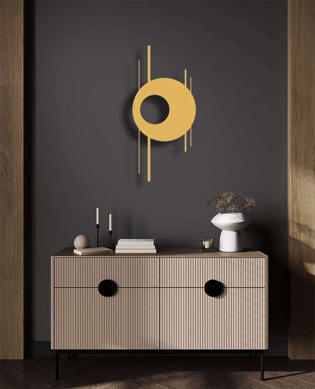 Gold Metal Wall Decor, Modern Gold Wall Art, Metal Abstract Geometric ...