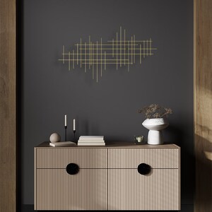 Gold Abstract Wall Art, Mid Century Modern Art, Gold Metal Wall Decor ...