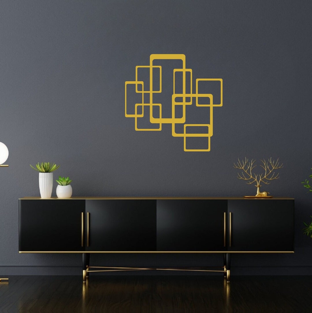 Metal Geometric Wall Hanging, Square Wall Sign, Home Decoration ...