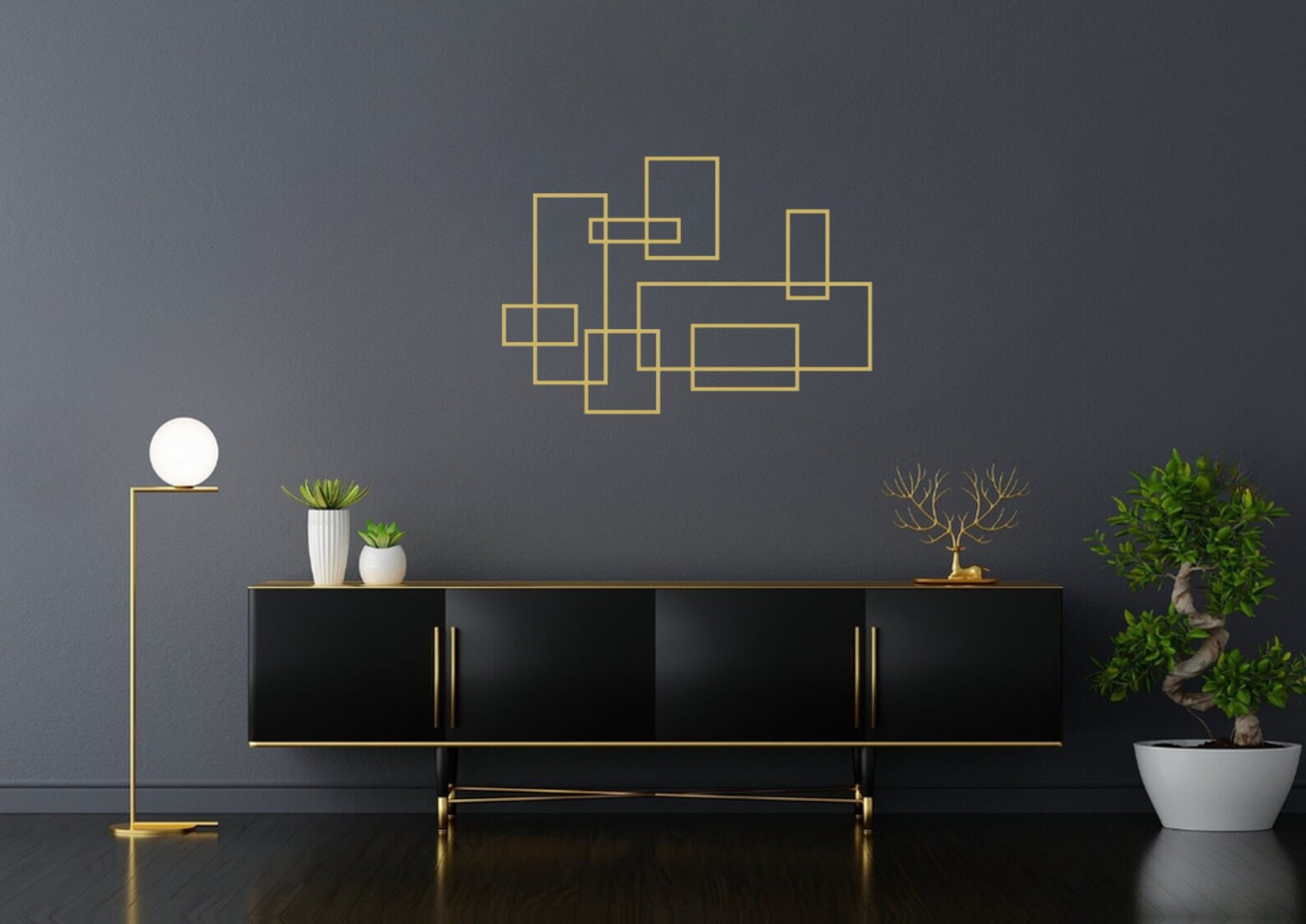 Square and Rectangle Geometric Metal Wall Art Geometric Wall - Etsy