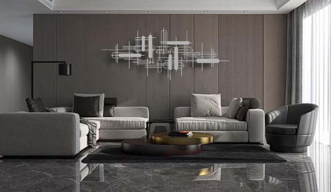 Large Metal Wall Art, Abstract Metal Silver Wall Sign, Modern Wall ...