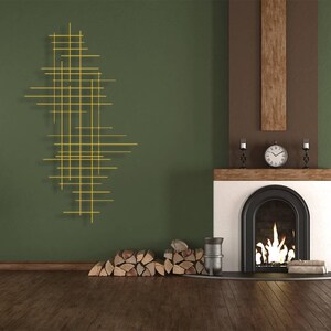 Gold Abstract Wall Art, Mid Century Modern Art, Gold Metal Wall Decor ...