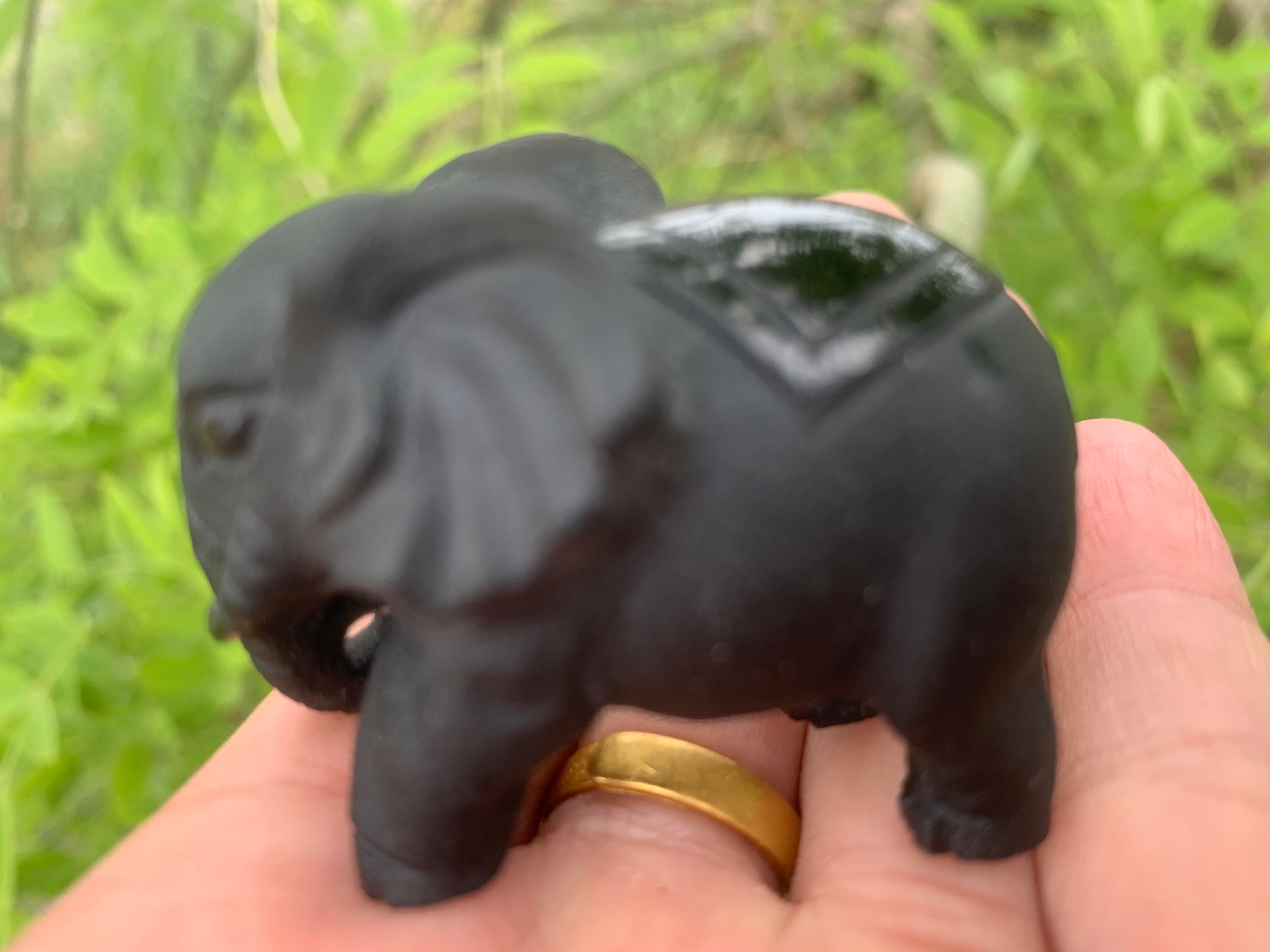 Obsidian Hand Carved Elephant Crystal Healing Home Decoration - Etsy