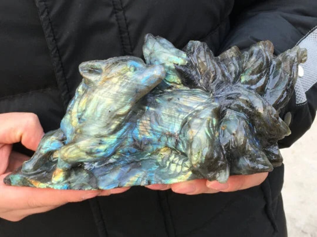 9'' Natural Labradorite Quartz,quartz Crystal,crystal Nine-tailed Fox ...