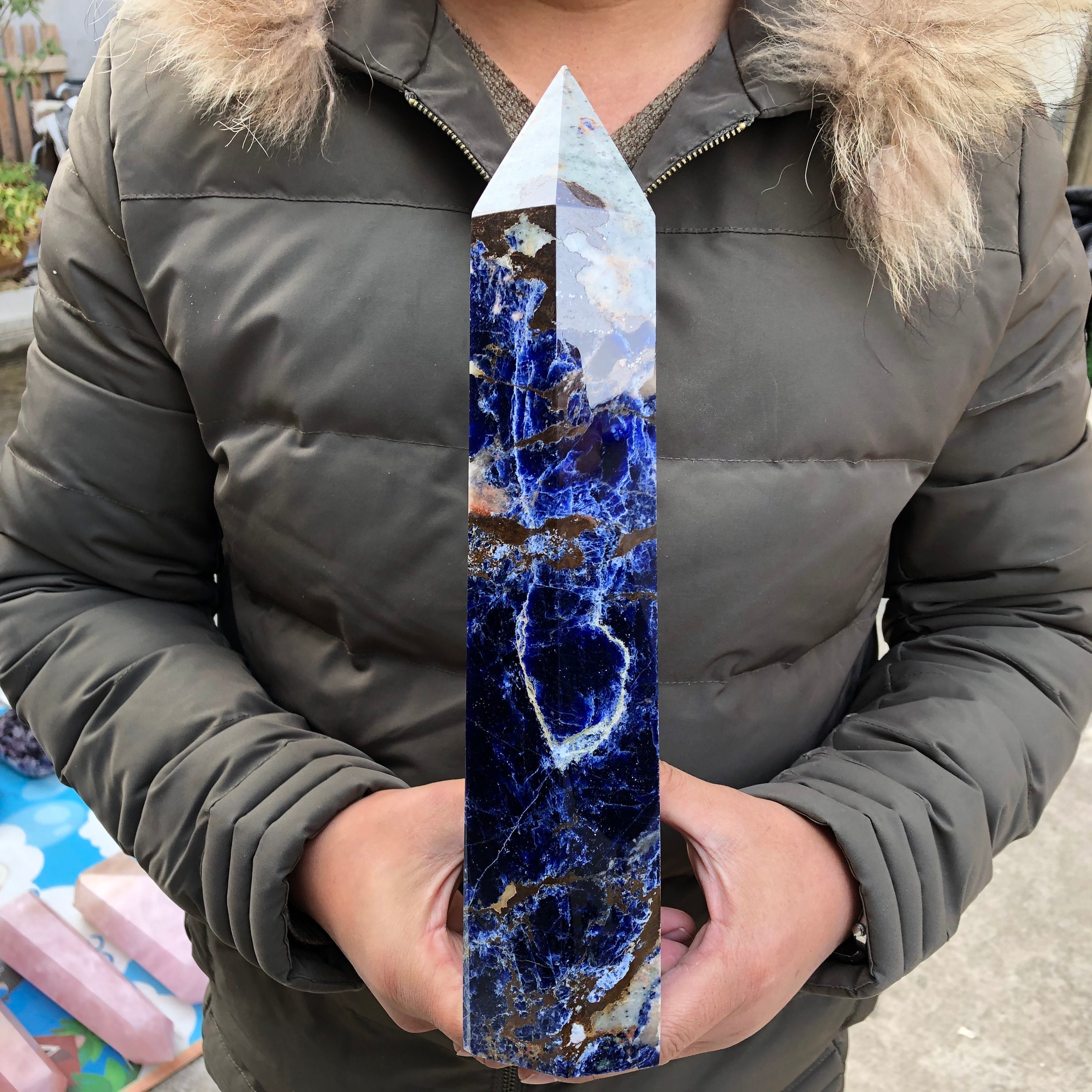 Natural sodalite quartz crystal obelisk wand point healing | Etsy