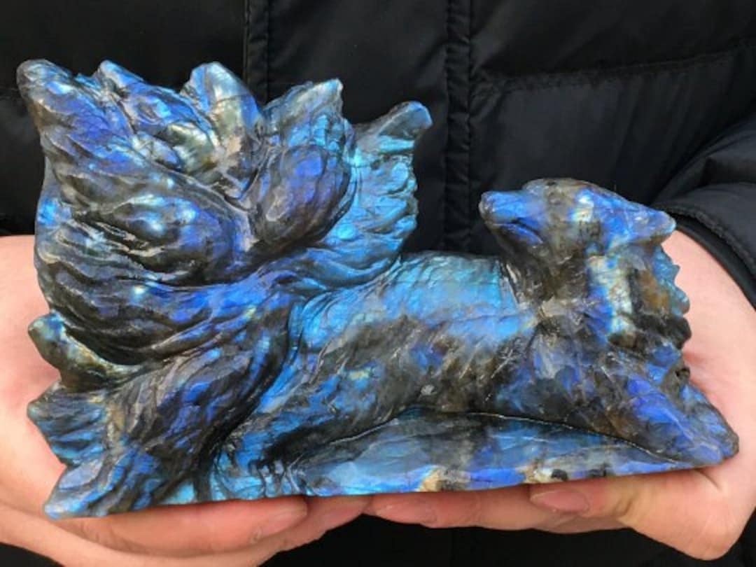 7.8'' Natural Labradorite Quartz,quartz Crystal,crystal Nine-tailed Fox ...