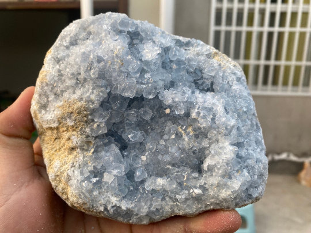 5.9'' Natural Blue Geode Cluster,quartz Crystal,crystal Cluster,hand ...