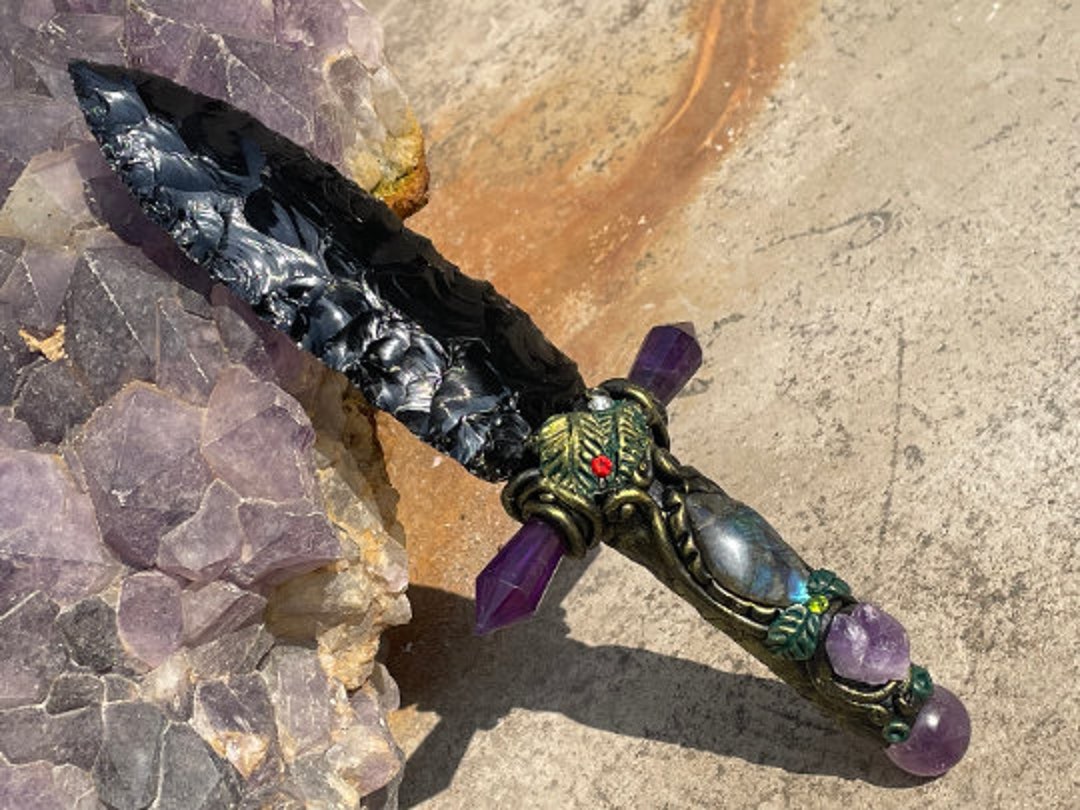 9.8'' Natural Obsidian Quartz,quartz Crystal,hand Carved,crystal Dagger ...