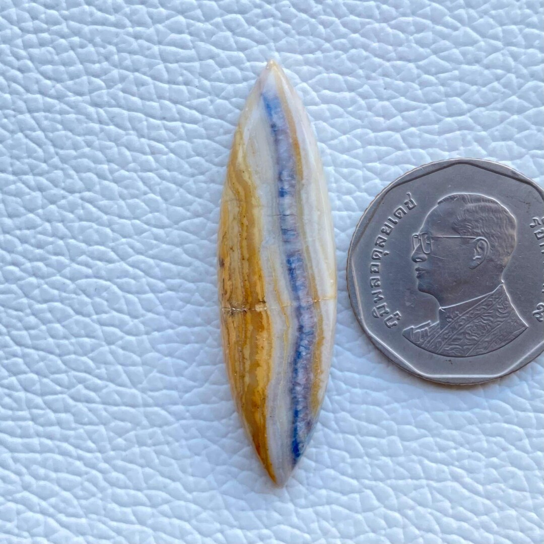Natural Blue Scheelite Gemstone: Marquise Cabochon ( 28.45 Cts, 46x13x5 ...