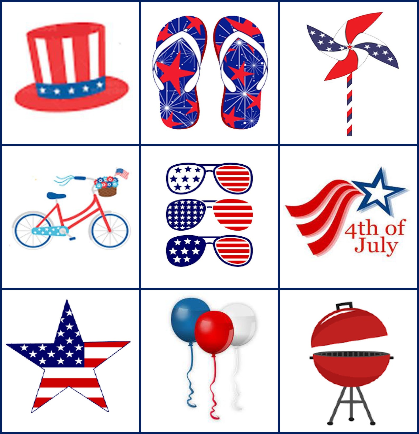 PATRIOTIC BINGO GAME - Includes 16 Different Cards Using 36 Different ...
