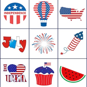 PATRIOTIC BINGO GAME - Includes 16 Different Cards Using 36 Different ...