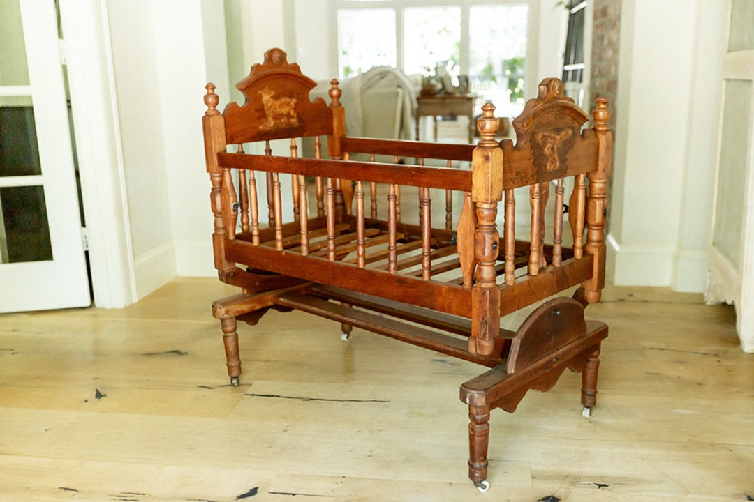 Decorative Antique Walnut Rocking Crib Decoration Only - Etsy