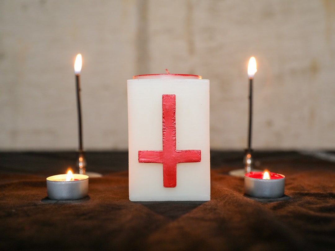Inverted Cross Candle for Your Altar and Ritual, Black Candle Gift for ...