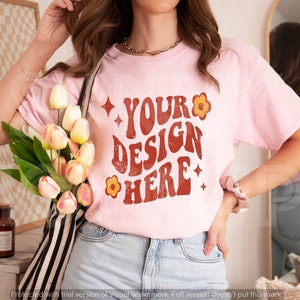 SPRING Pink T-shirt Mockup, GILDAN 5000 Light Pink, Pink T-shirt Mockup ...