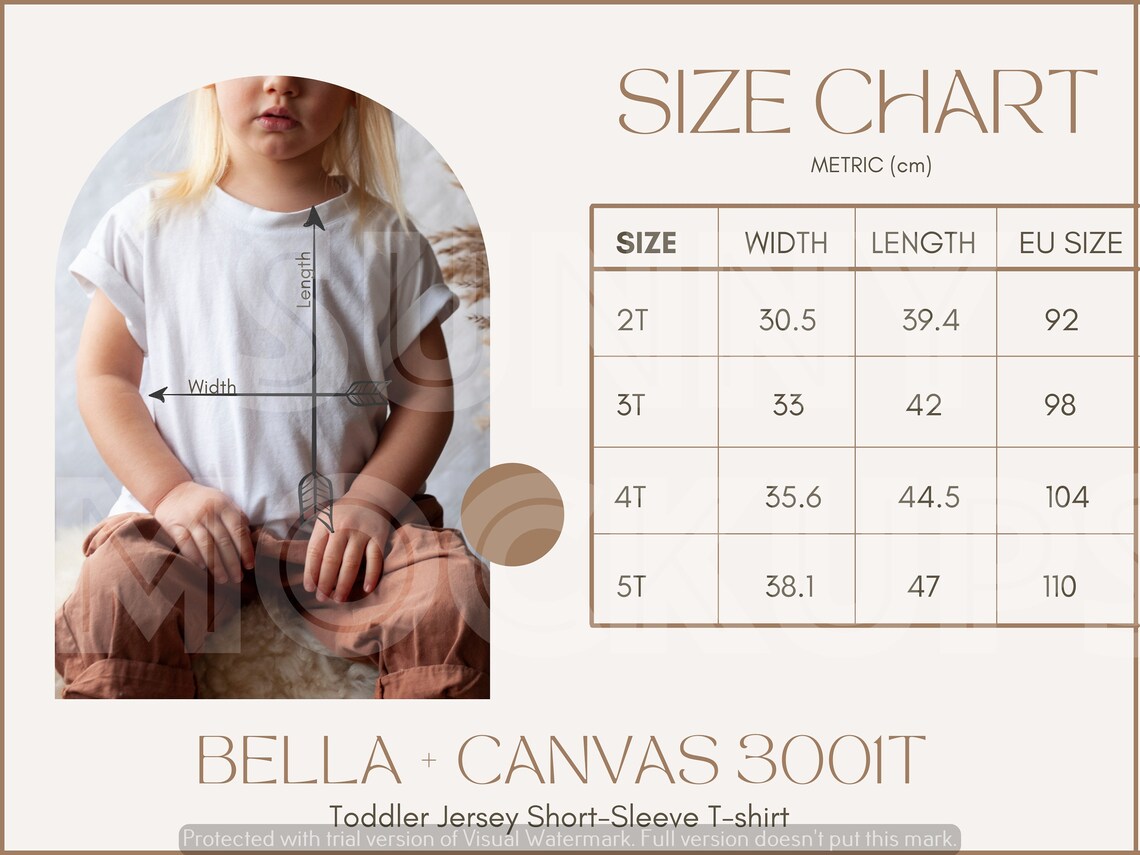Bella Canvas 3001T Mockup Size Chart Bella Canvas Size Chart - Etsy