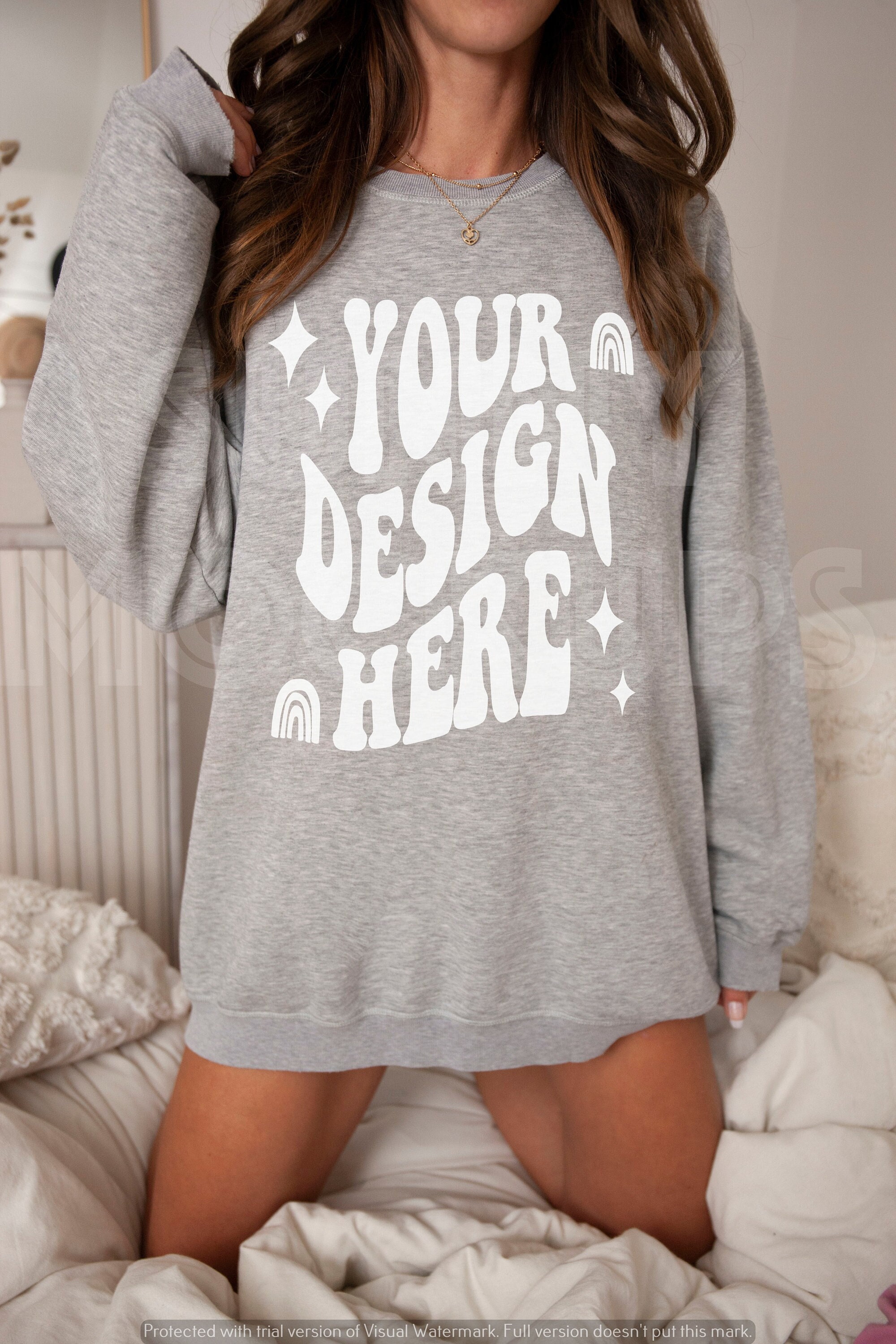 Gildan 18000 Mockup | Gildan Athletic Heather Grey Sweatshirt Mockup ...
