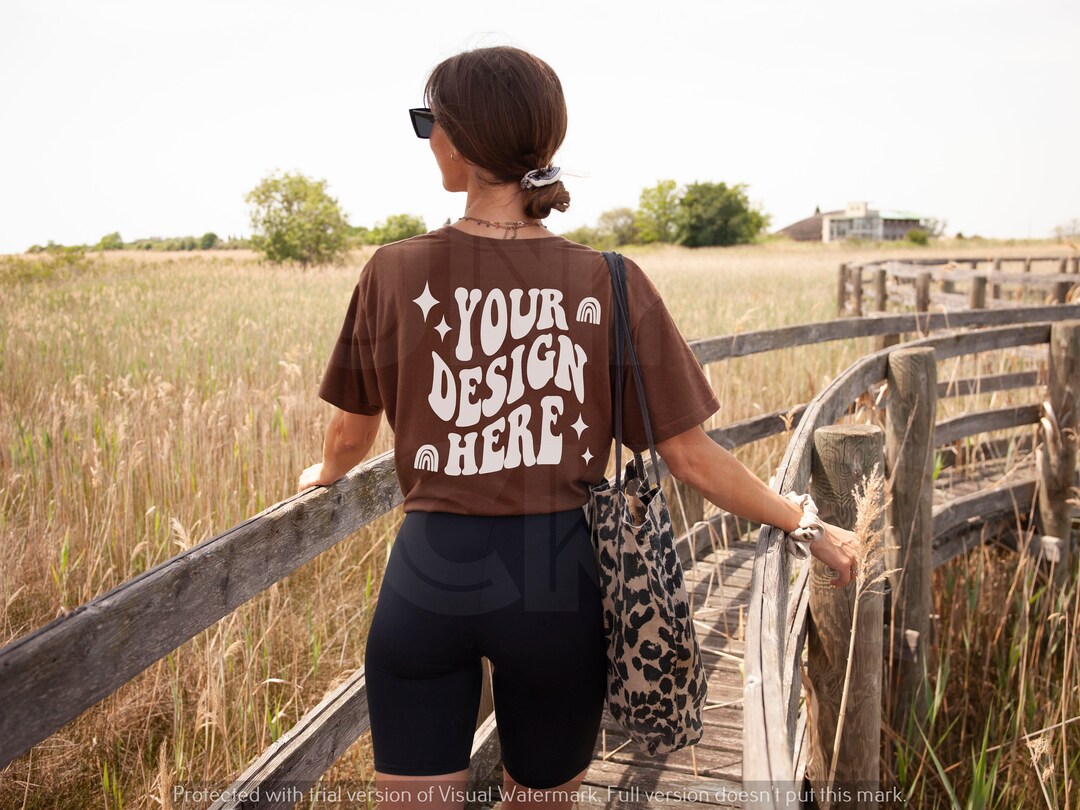 Oversized Brown Tshirt Back Mockup, Bella Canvas 3001 Brown Back Mockup, Brown Tshirt Back ...